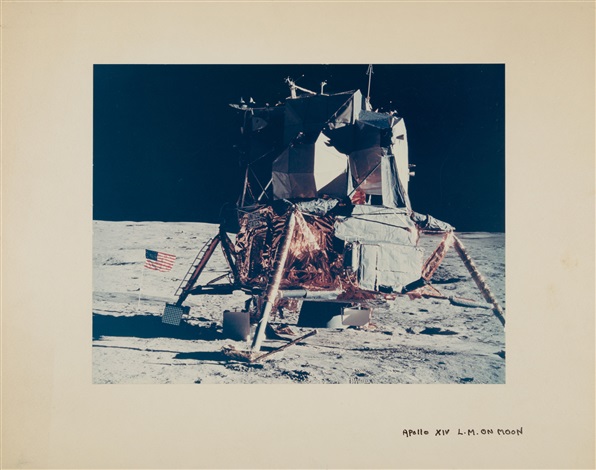 The LM Antares and the American flag on the Moon Large Format, January ...